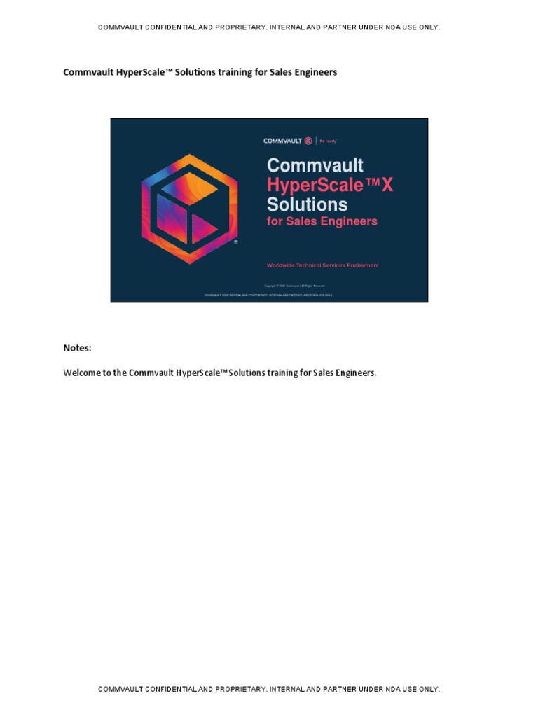 Commvault HyperScale Solutions Training For Sales Engineers | PDF ...