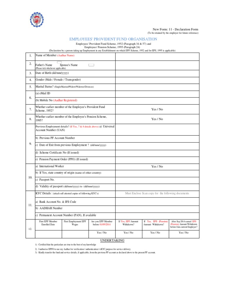New EPF Form 11 Declaration Sample | PDF | Access Control | Authentication