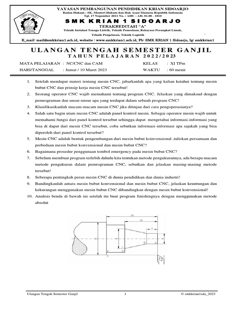 Xi - CNC - Teknik Pemesinan - Essay | PDF Xi - CNC - Teknik Pemesinan - Essay | PDF