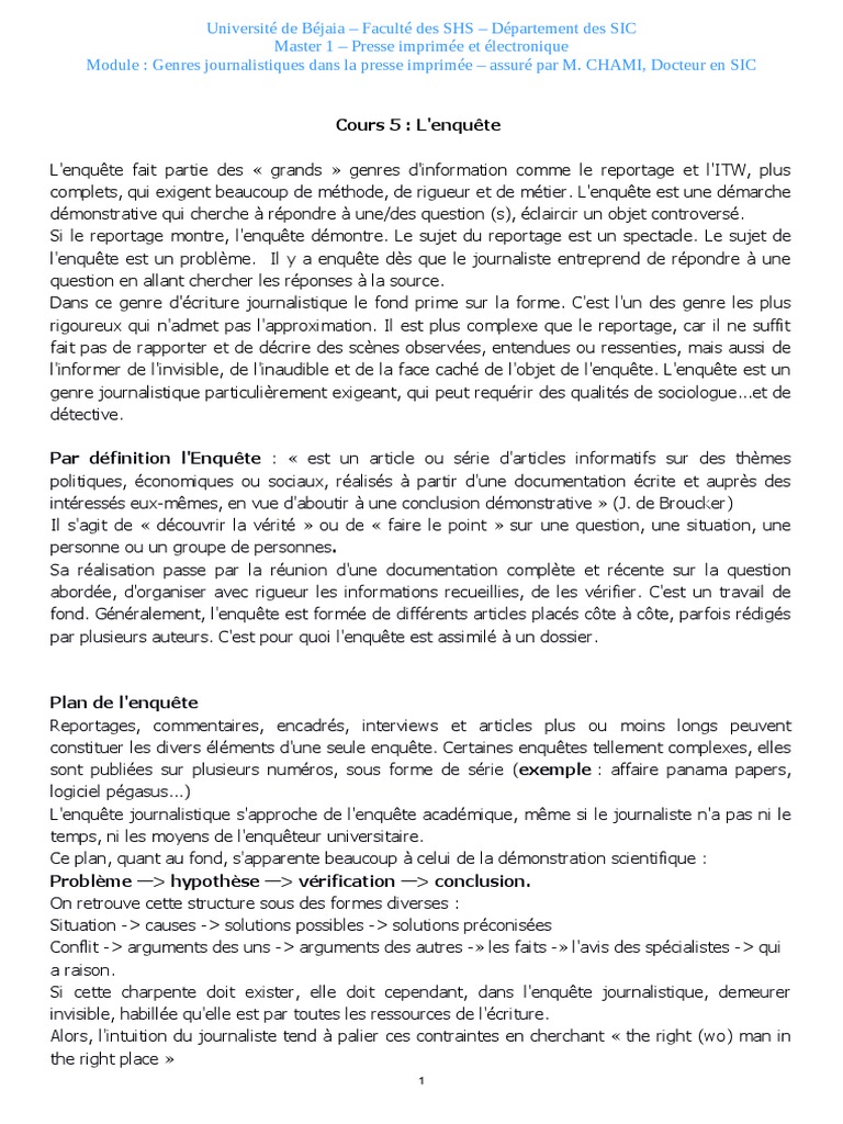 Méthodologie de l'enquête journalistique | PDF | Journalisme | Journaliste