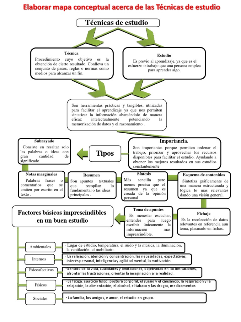 Mapa Conceptual Tecnicas de Estudio | PDF | Aprendizaje | Ciencia cognitiva