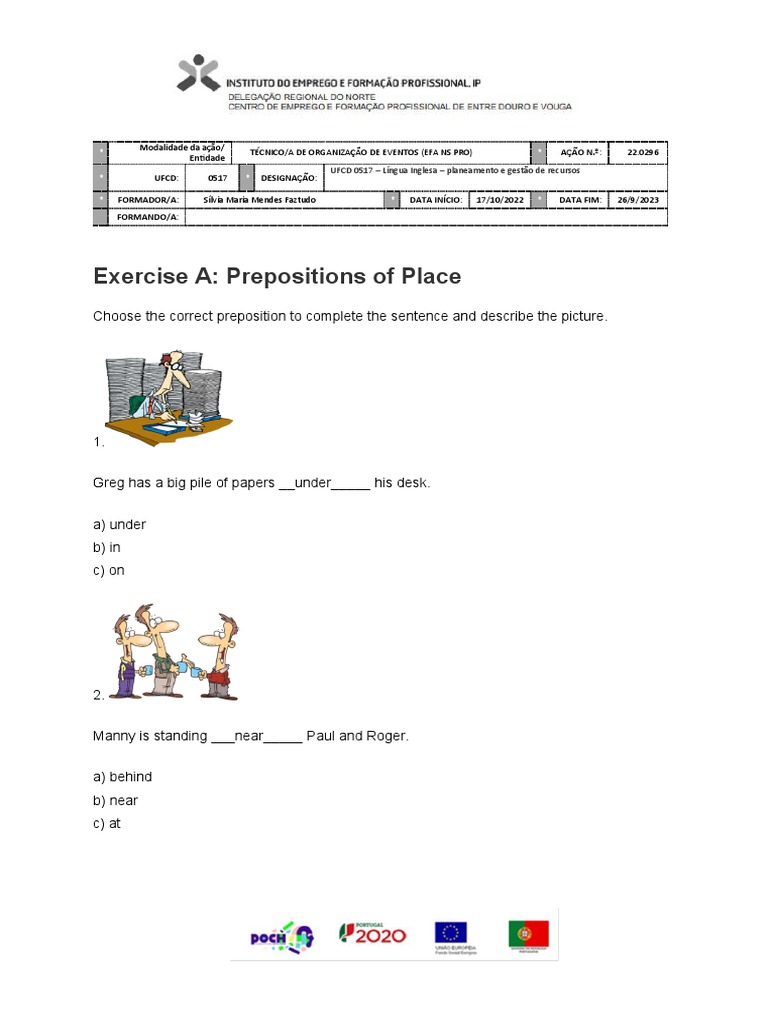1.prepositions - Exercises | PDF