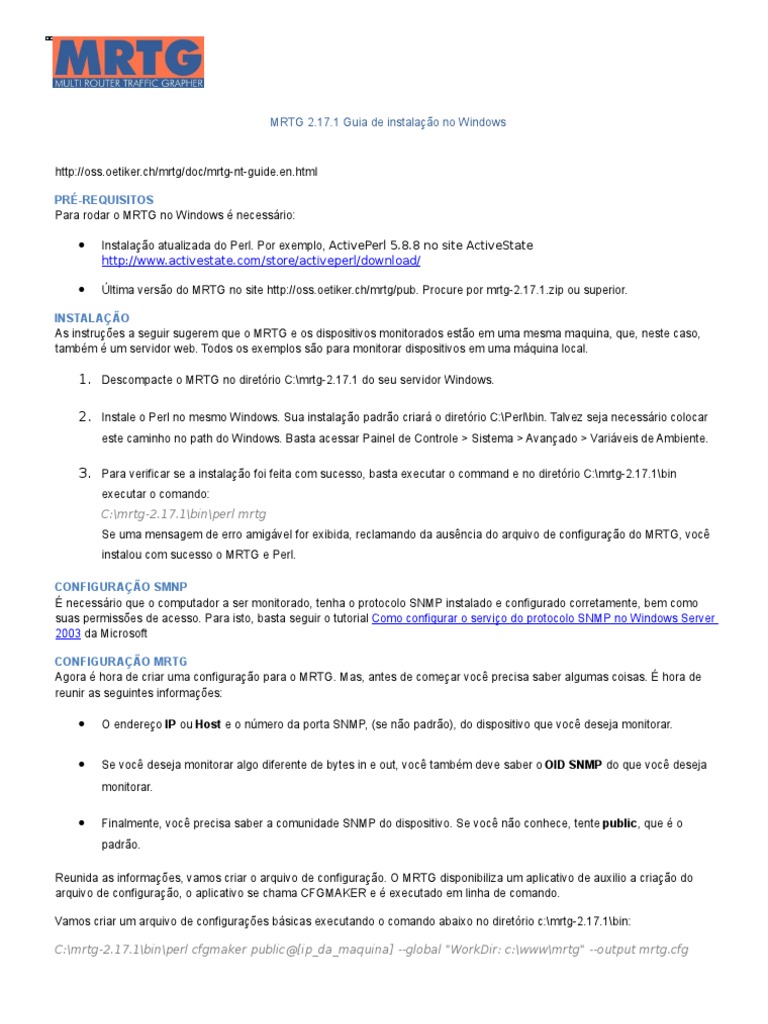MRTG - Guia de Instalação Windows | Download grátis PDF | PERL ...
