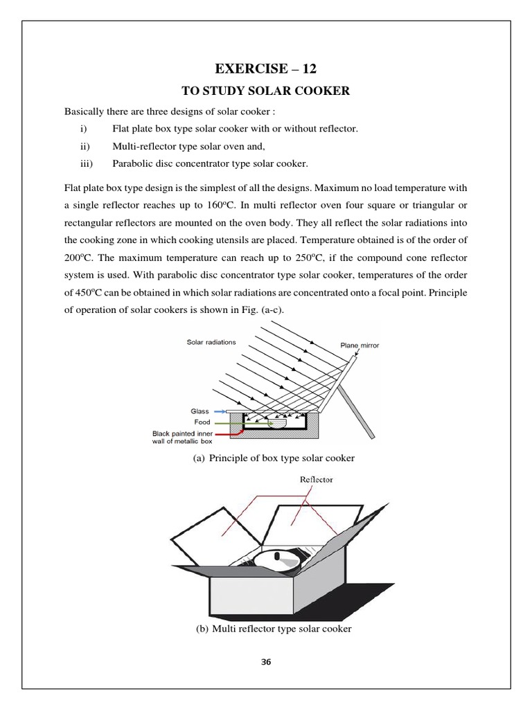 Study Three Types of Solar Cookers | PDF | Mirror | Physical Sciences