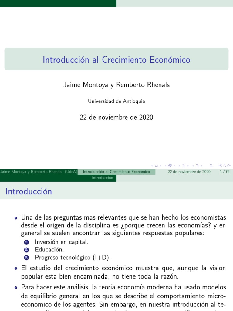 Introducción Al Crecimiento Económico | PDF | Crecimiento económico | Economias