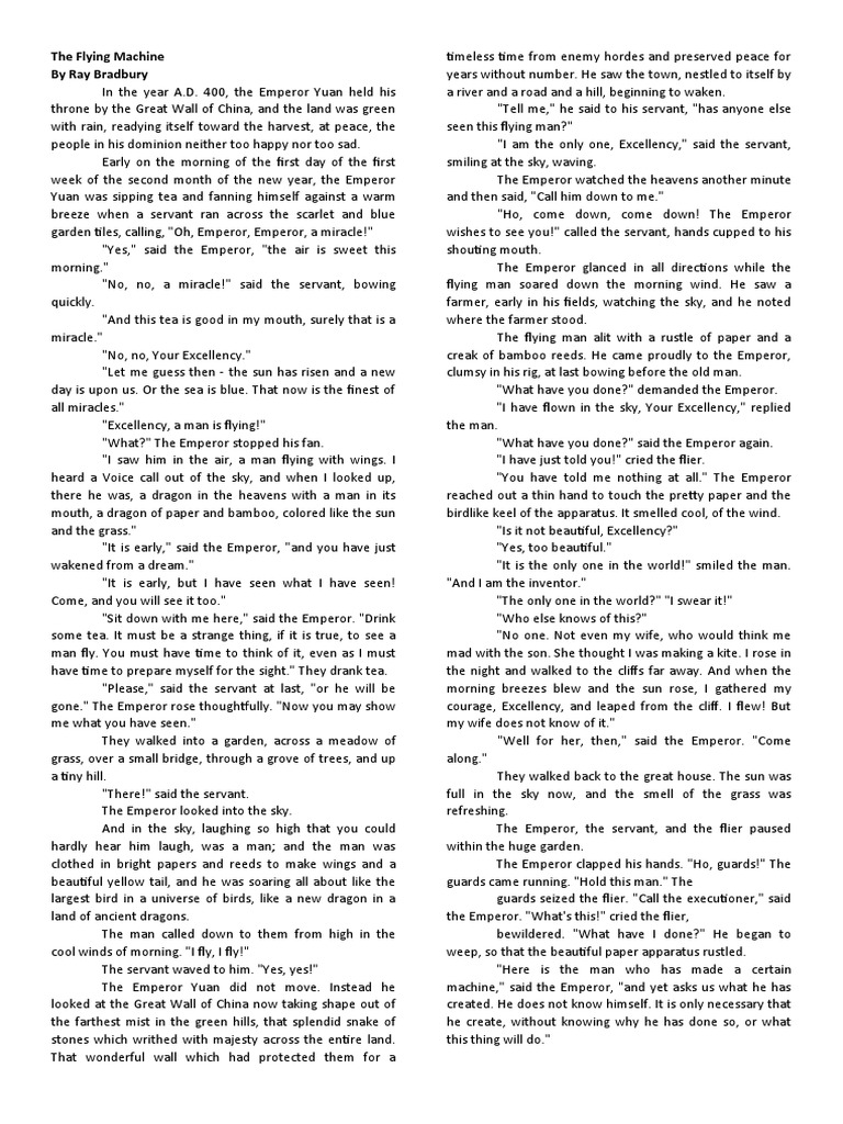 The Flying Machine by Ray Bradbury | PDF