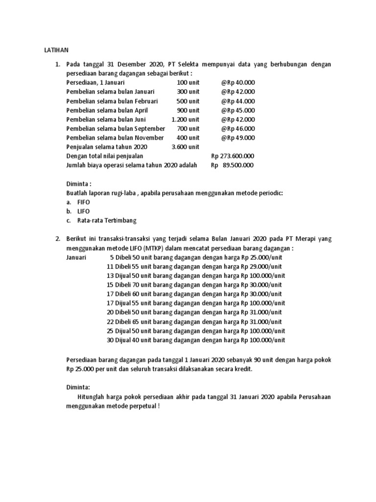 Latihan Persediaan-1 | PDF