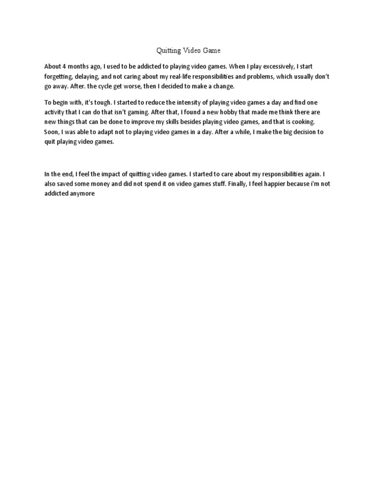 Quitting Video Game | PDF | Self-Improvement