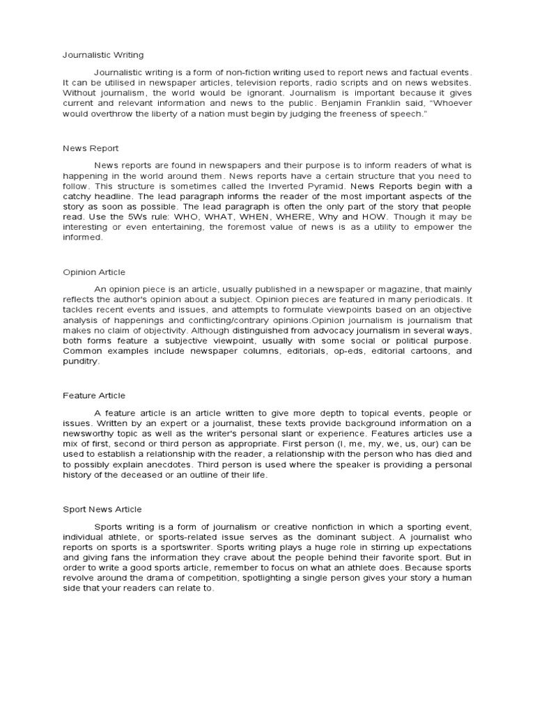 Journalistic Writing | PDF | Journalism | News