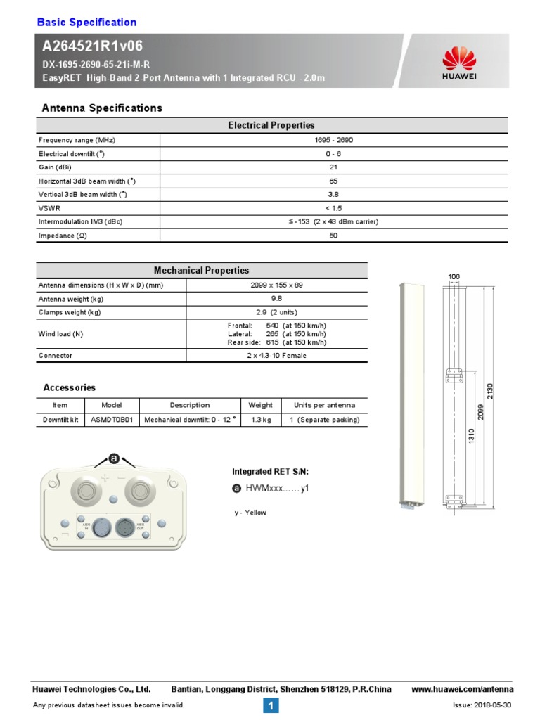 Huawei A264521R1v06-1 | PDF | Antenna (Radio) | Waves