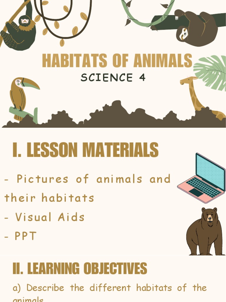 Animal Habitats Overview for Grade 4 | PDF | Habitat | Savanna