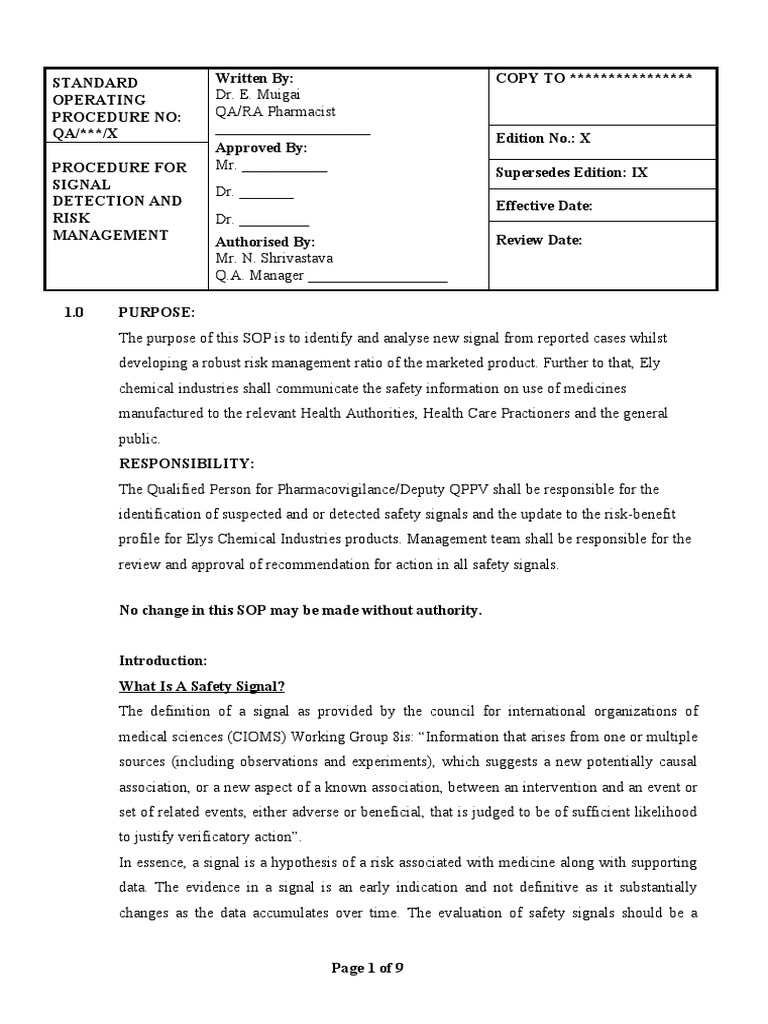 Analyzing Safety Signals and Developing a Robust Risk Management ...