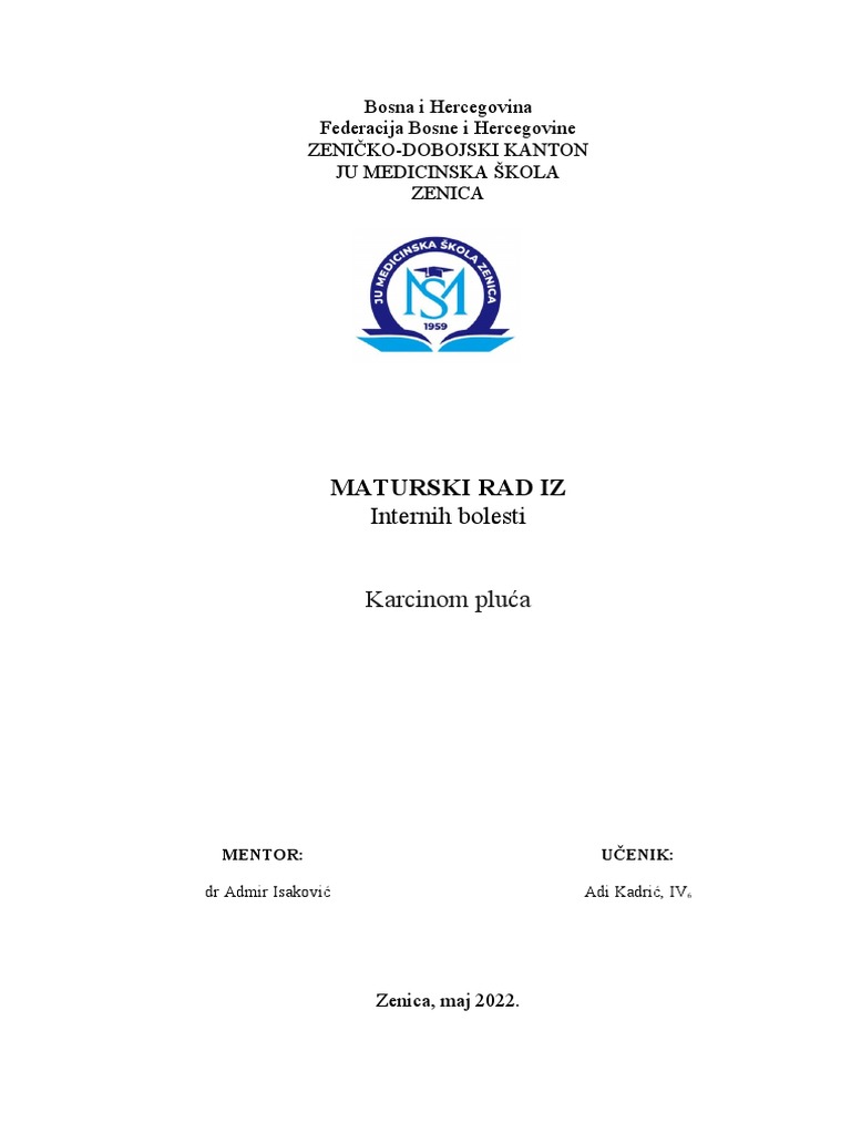 Karcinom Pluca, Seminarski | PDF