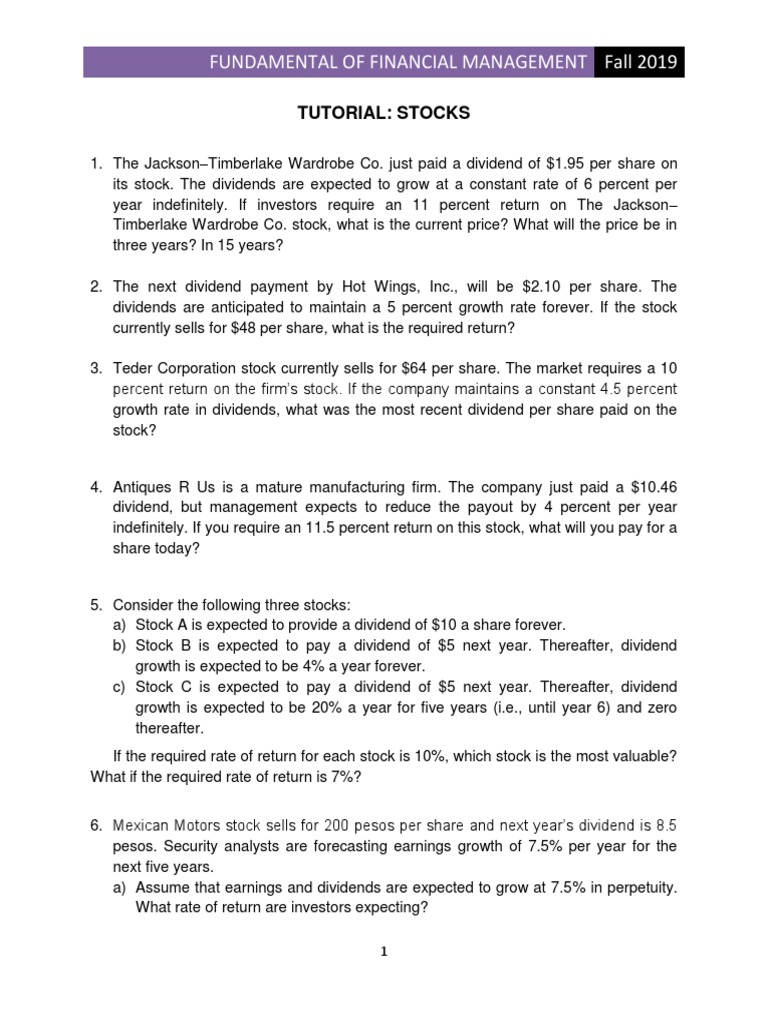 Tutorial Stocks | PDF | Dividend | Stocks