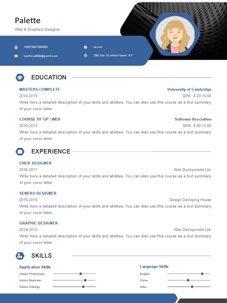 Blue Modern Resume-WPS Office | PDF | Graphics | Computer Graphics