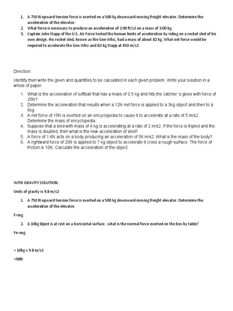 Activity Sheet SCIENCE 8 LAW OF ACCELERATION | PDF | Force | Inertia