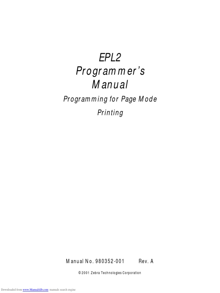 Epl2 Programmer's Manual: Programming For Page Mode Printing | PDF ...