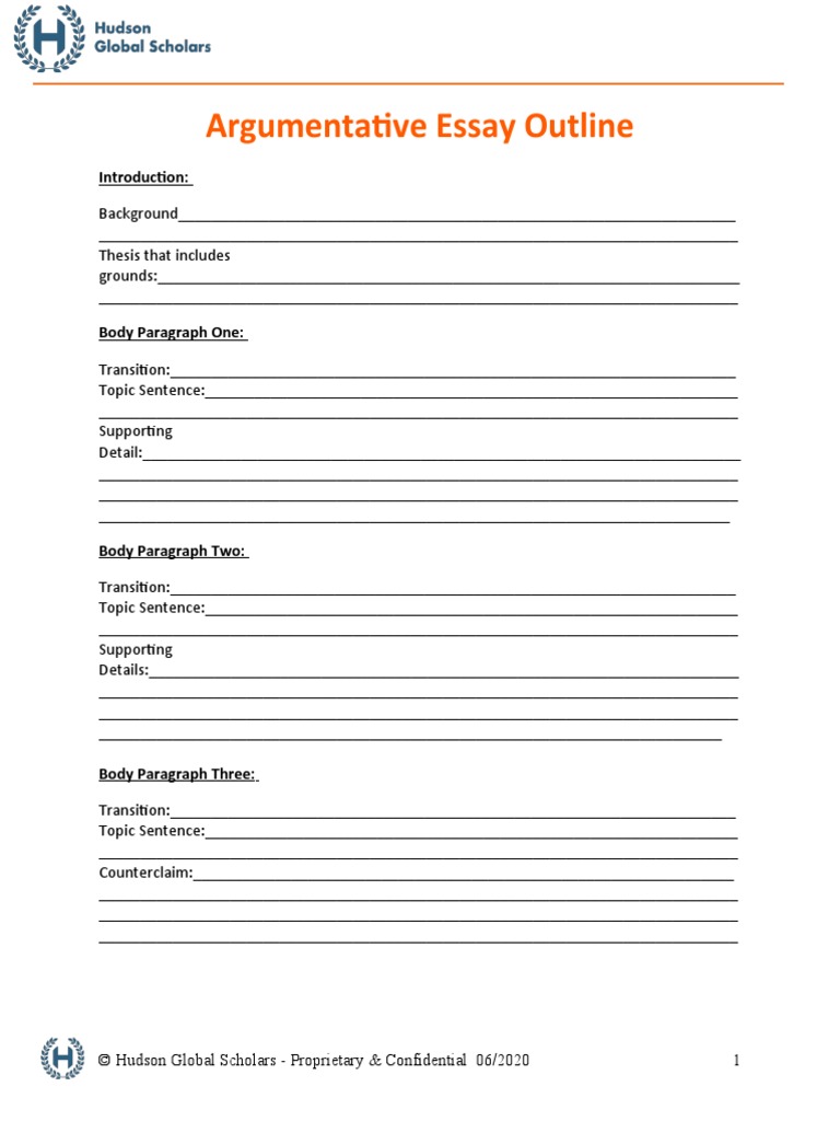 Argumentative Essay Outline | PDF | Writing | Written Communication