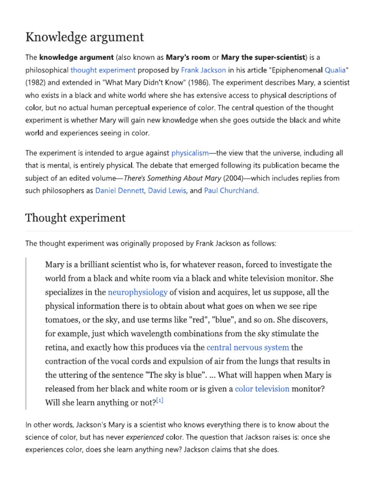 Knowledge Argument | PDF