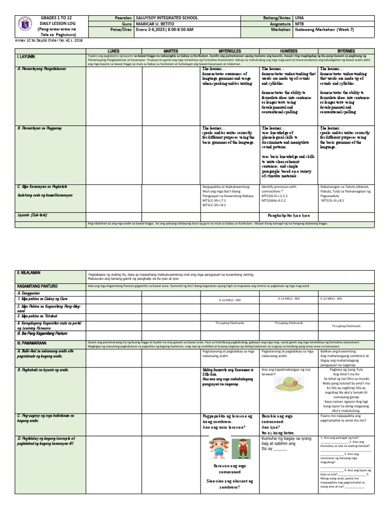 Dll-Q2-Mtb-Week 7 | PDF