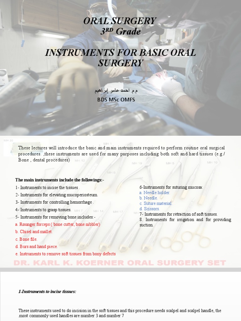 Instruments For Basic Oral Surgery | PDF | Surgical Suture | Medical ...