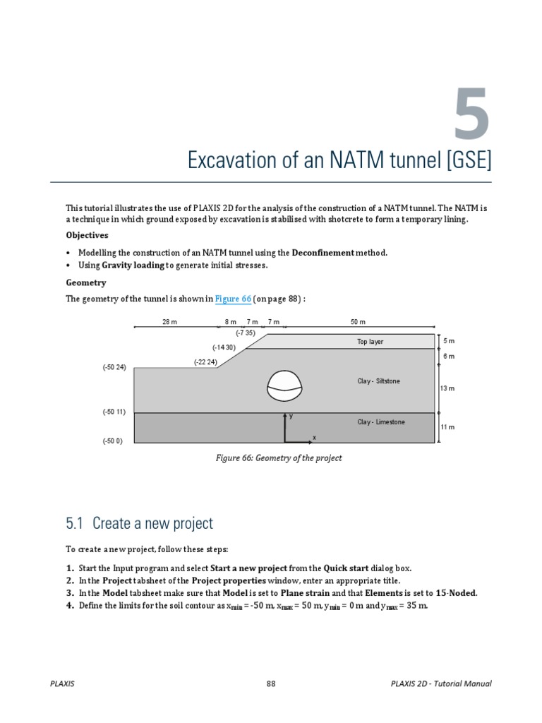NATM Tunnel Analysis with PLAXIS 2D | PDF | Tunnel | Button (Computing)