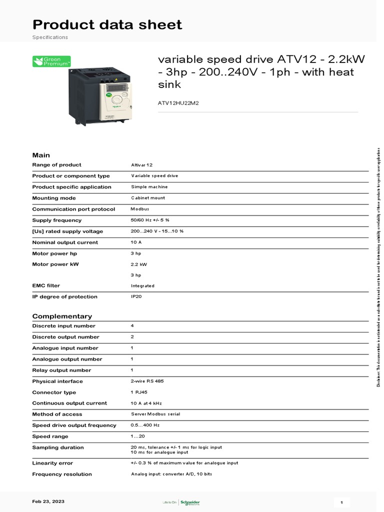 Altivar 12 - ATV12HU22M2 | PDF | Electric Motor | Computer Engineering