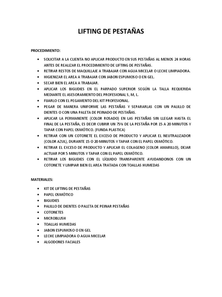 Lifting de Pestañas | PDF