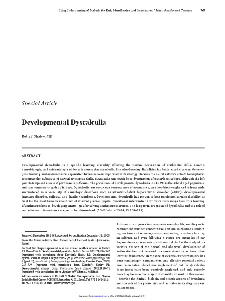 Dyscalculia | PDF | Learning Disability | Working Memory