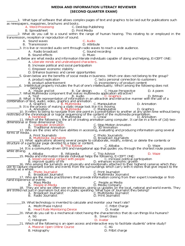 MEDIA AND INFORMATION LITERACY REVIEWER Second Quarter | PDF | Sound ...