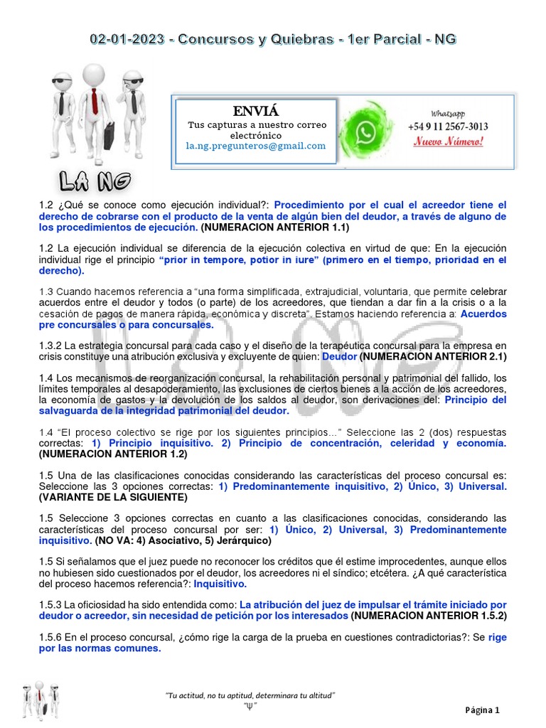 Concursos y Quiebras - 1er Parcial | PDF | Bancarrota | Contabilidad