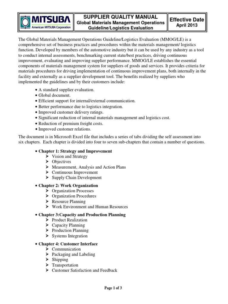 Materials Management Operations Guideline | PDF | Supply Chain | Logistics