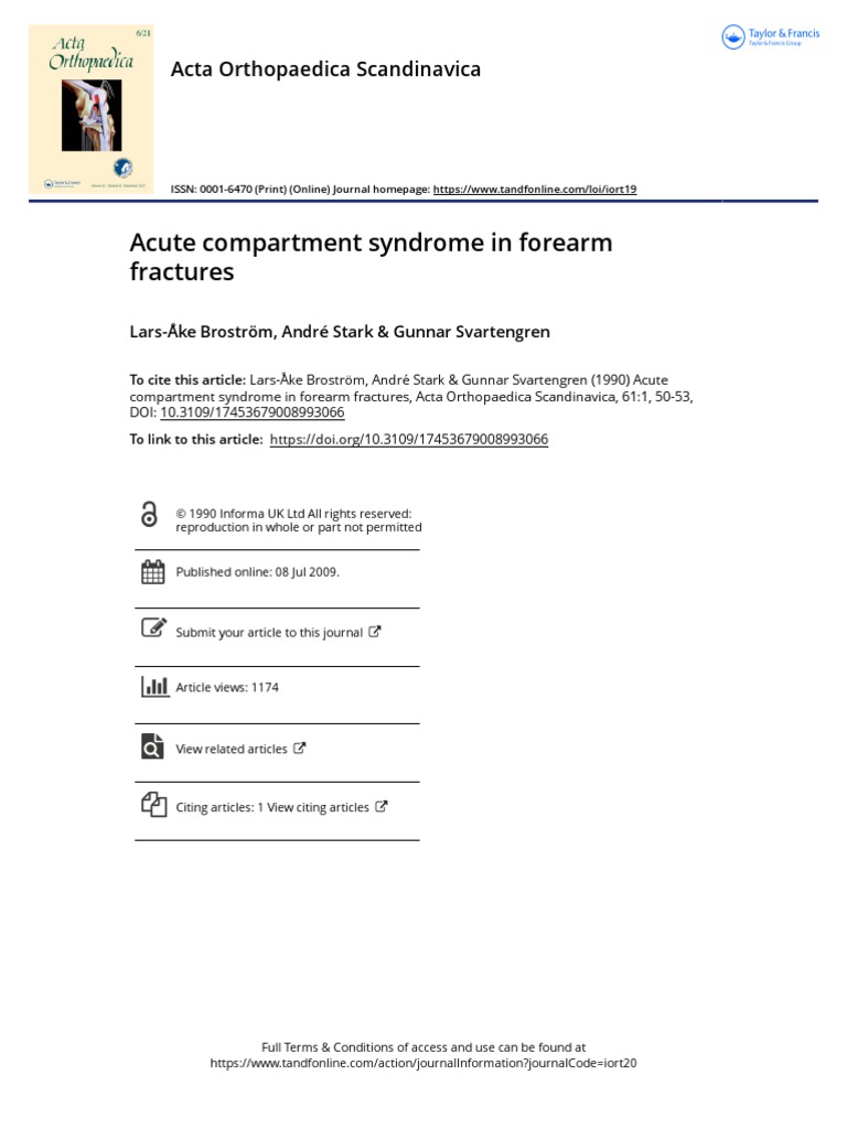Acute Compartment Syndrome in Forearm Fractures | Download Free PDF ...