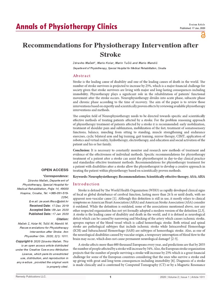Recommendations For Physiotherapy Intervention After Stroke 5712 | PDF | Physical Therapy ...