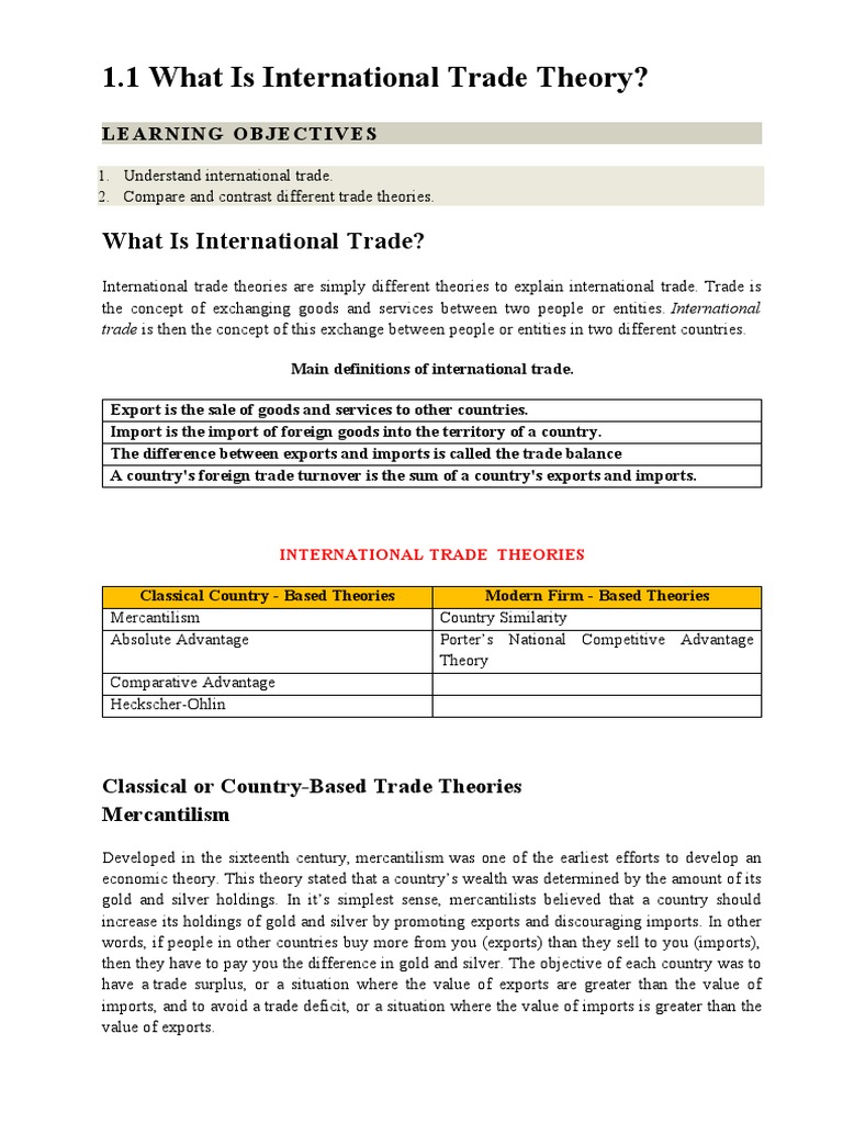 What Is International Trade Theory | Download Free PDF | Mercantilism ...