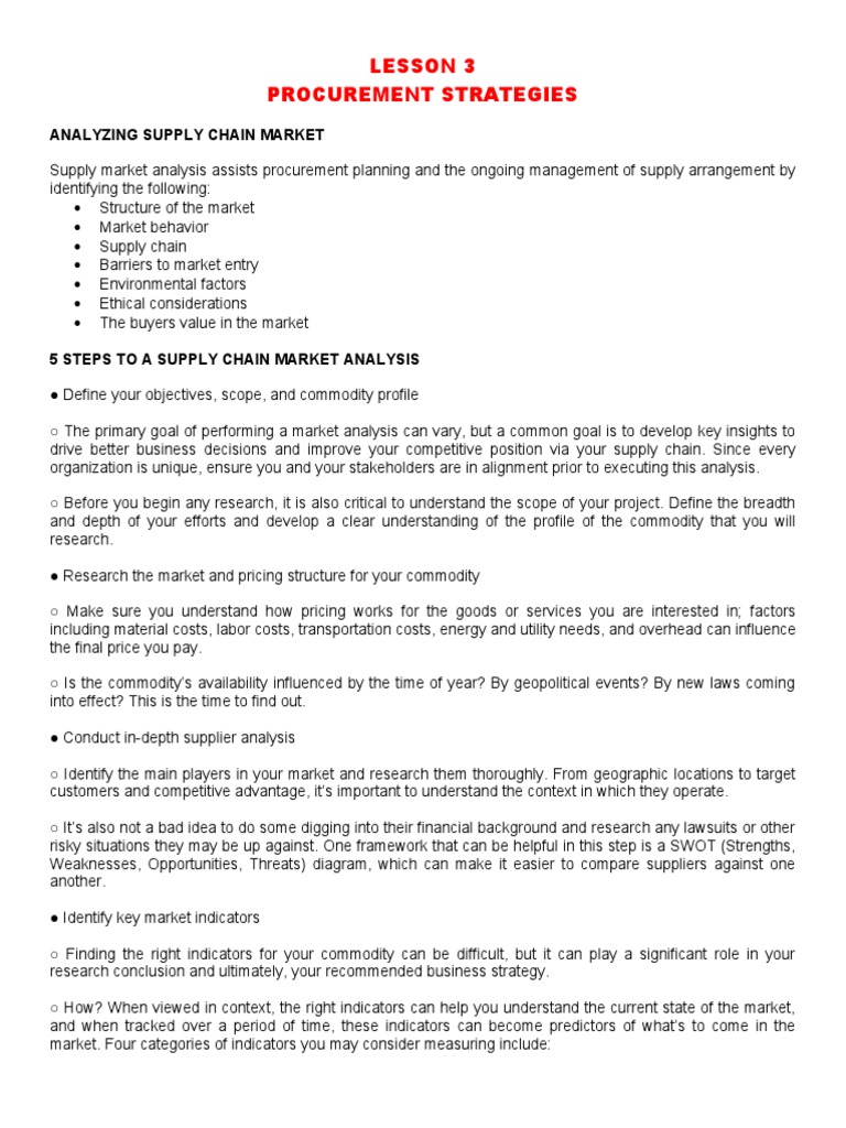 Lesson 3 | PDF | Procurement | Supply Chain