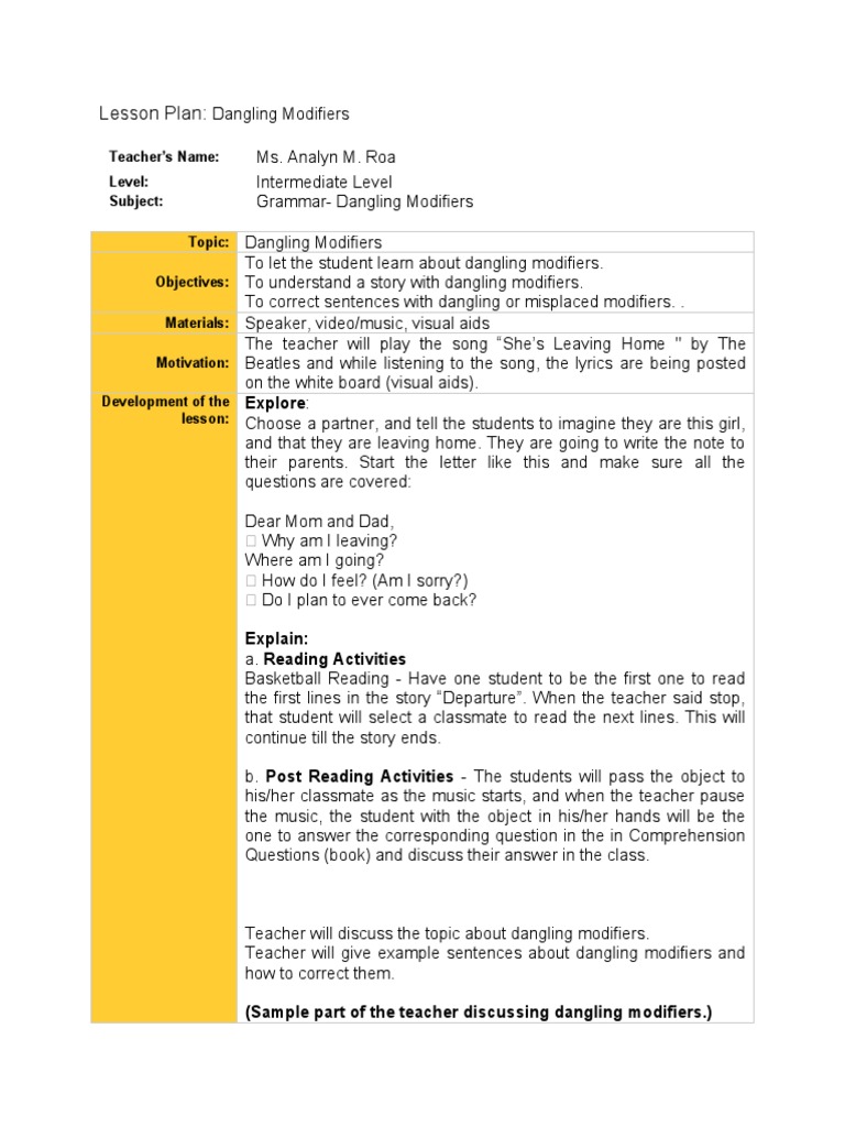 Lesson Plan:: Explore | PDF | Cognition | Language Mechanics