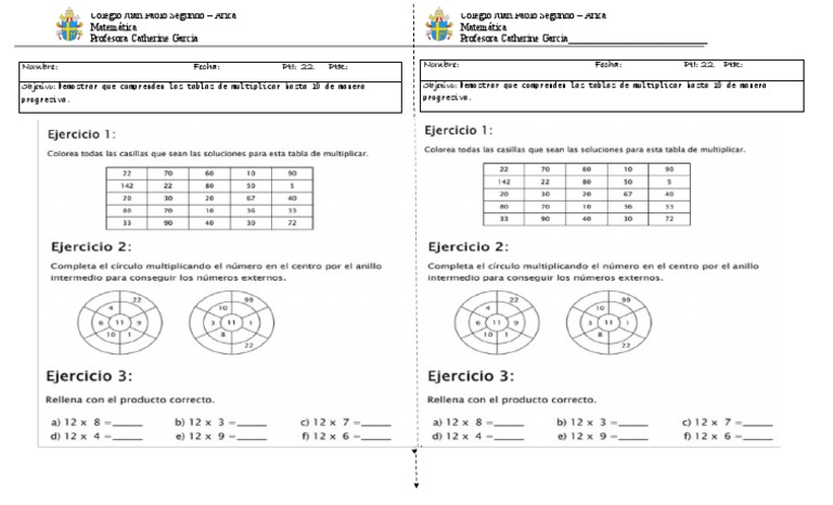 Control Tablas de Multiplicar 5 y 6º | PDF