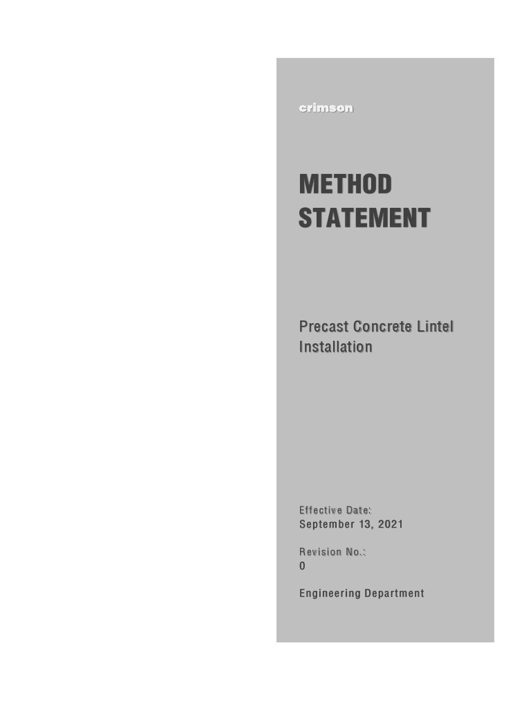 Precast Concrete Lintel Installation: Crimson | PDF | Concrete ...