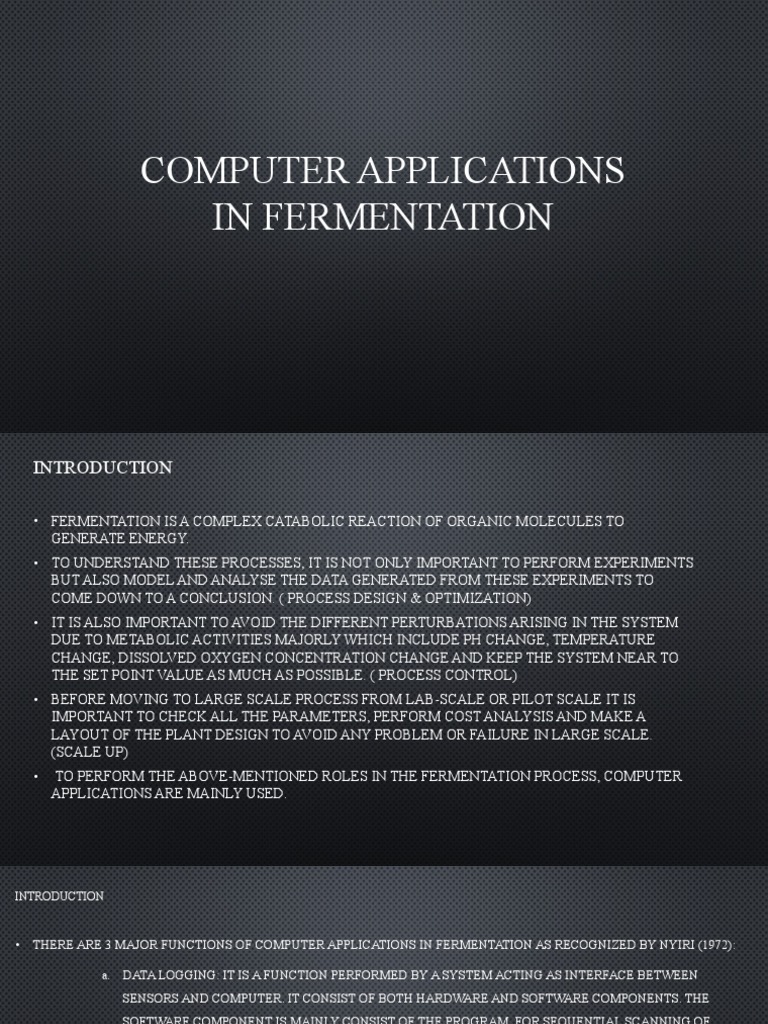 Computer Applications in Fermentation | PDF | Process Control | Programming