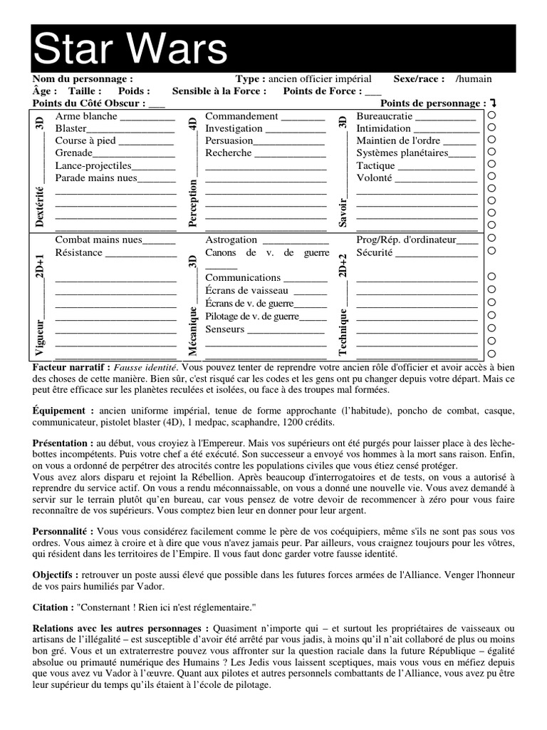 Archetypes - Star Wars D6 | PDF | Guerres des étoiles | Jedi