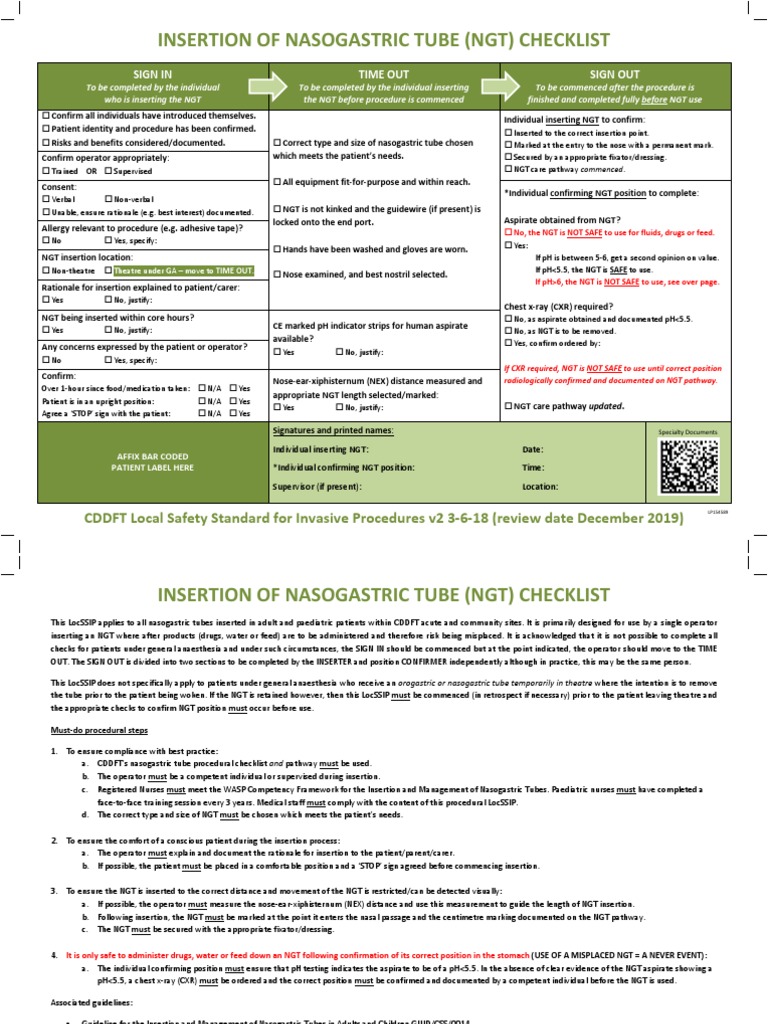 Insertion of Nasogastric Tube | PDF | Medicine | Health Care