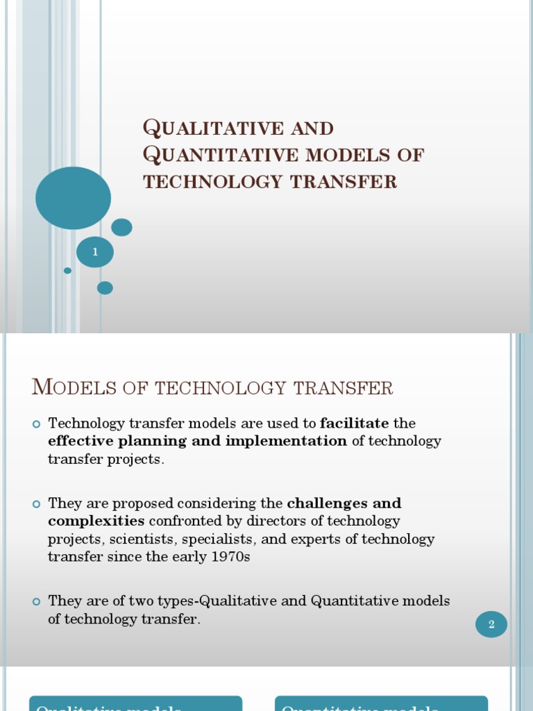 Qualitative and Quantitative Models of Technology Transfer | PDF | Clinical Trial ...
