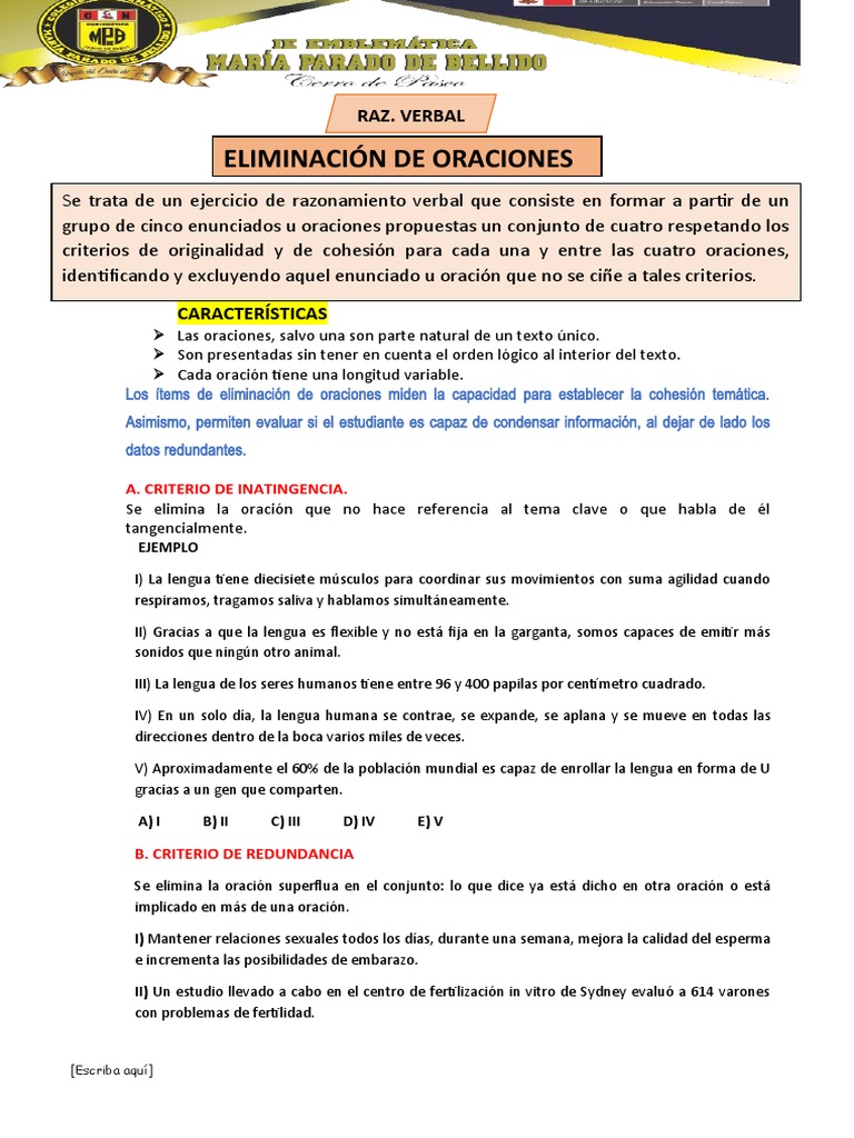Eliminación de oraciones ejercicios razonamiento verbal | PDF | Semen | Apple Inc.