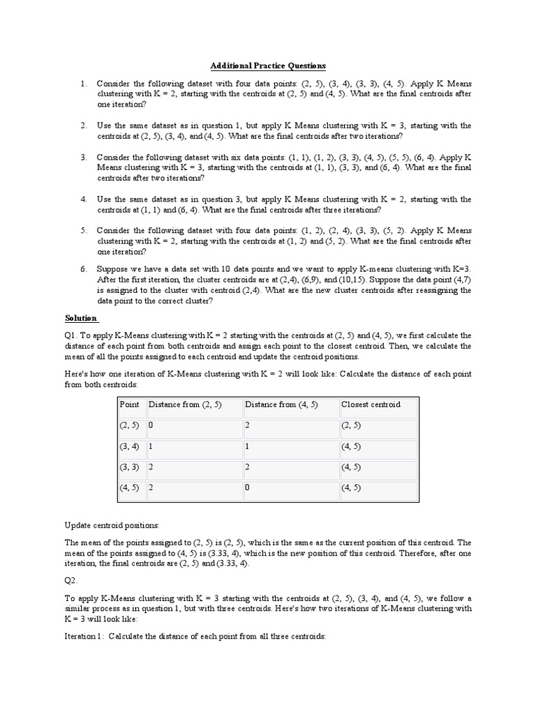 K Means Questions | PDF | Cluster Analysis | Mathematical Logic