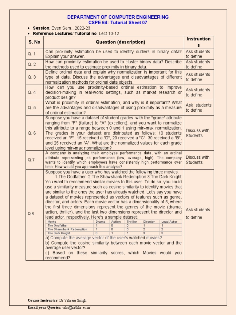 Tut 8 | PDF | Data | Euclidean Vector