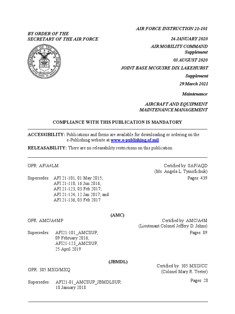Afi21-101 Amcsup Jbmdlsu | PDF | Aviation
