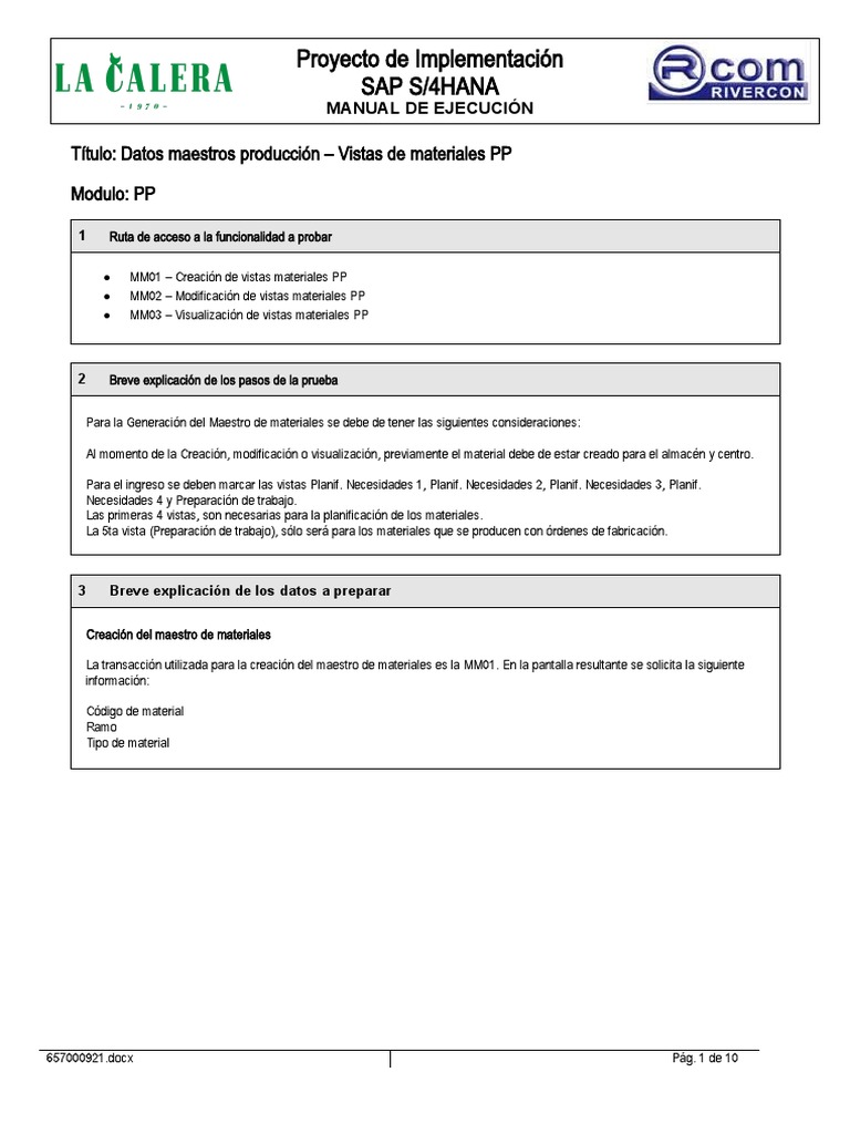 LC - PP - ME01 Datos Maestros de PP | PDF | Obtención | Informática