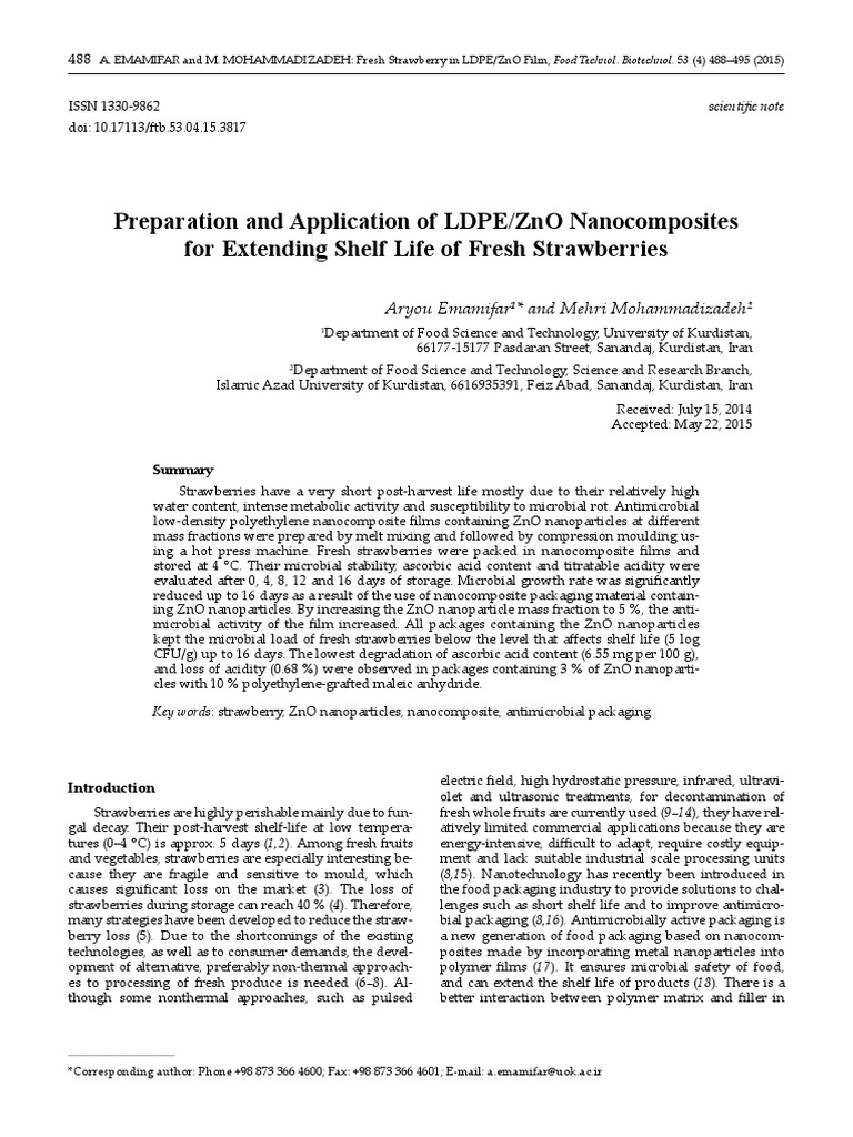Food Technology and Biotechnology - Strawberry | PDF | Nanocomposite ...