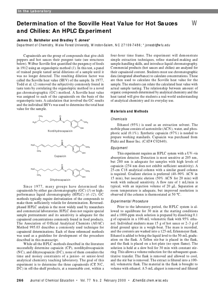 HPLC Method for Capsaicin Analysis | PDF | High Performance Liquid ...